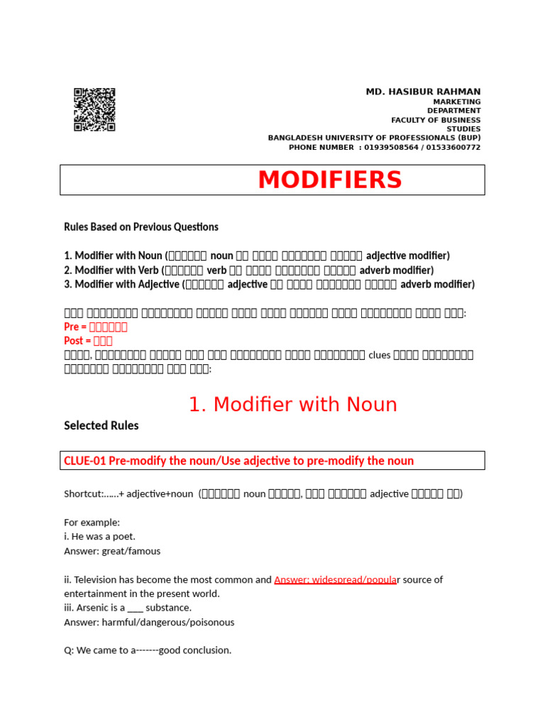 Modifiers | PDF
