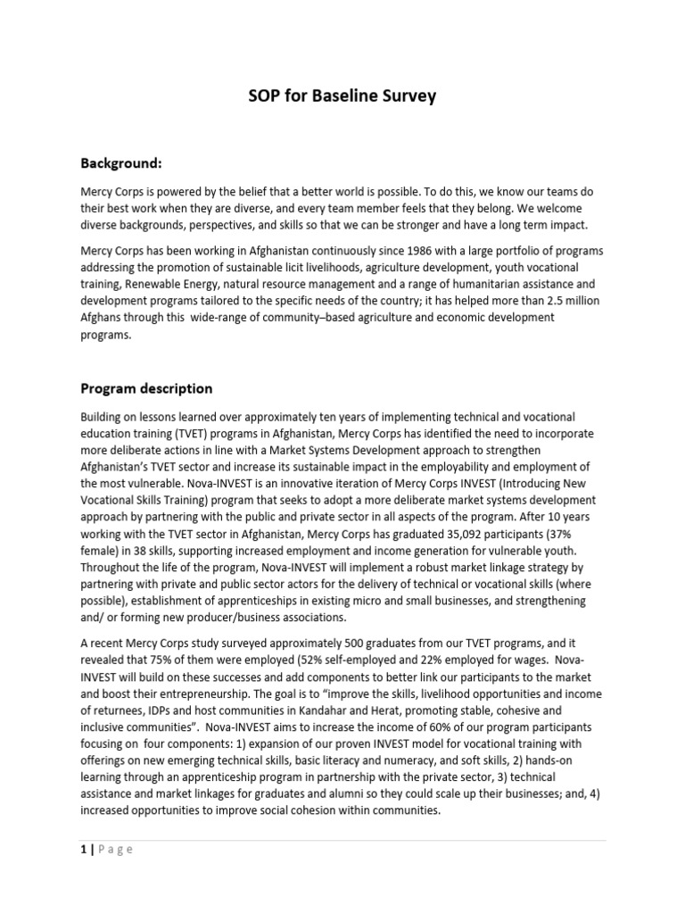 SoW For Baseline | PDF