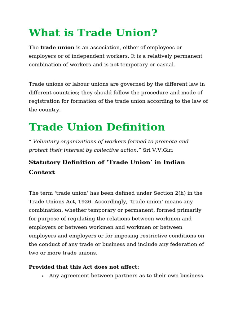 What Is Trade Union? | PDF