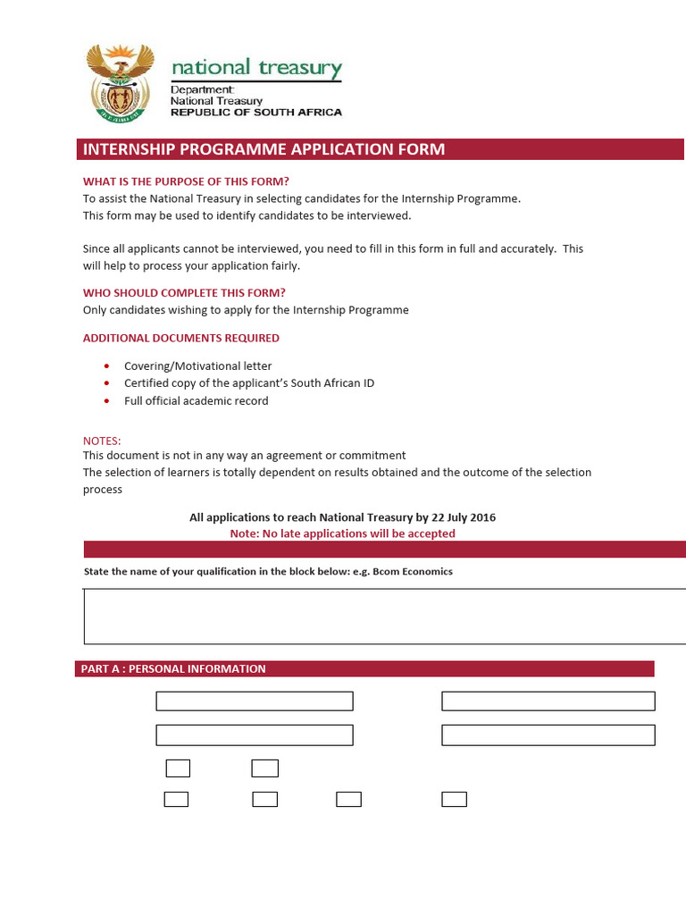 Internship Programme Application Form | PDF