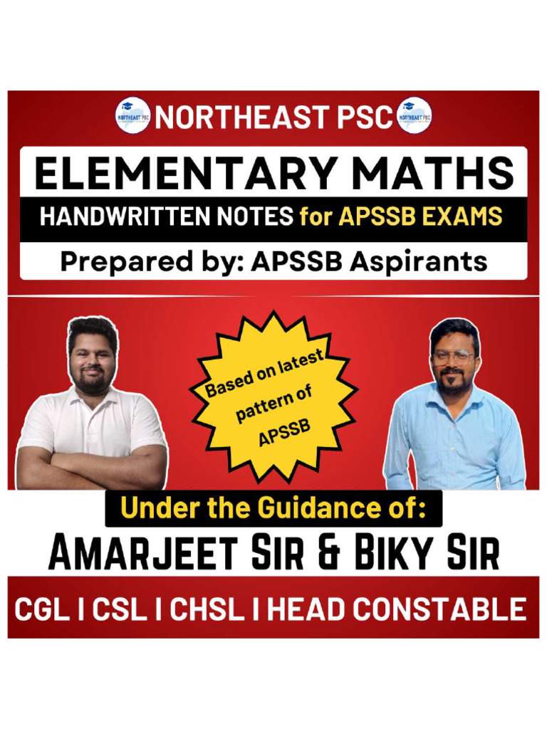 Elementary Maths Handwritten Notes Pdf
