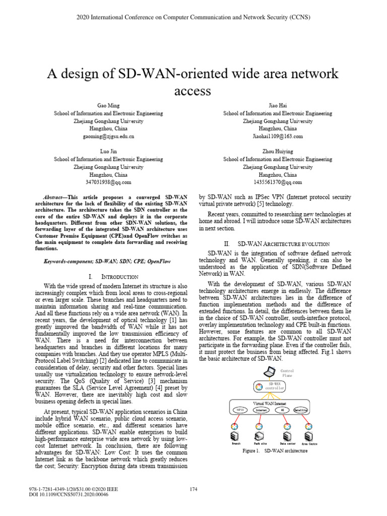 A Design of SD-WAN-oriented Wide Area Network Access | PDF