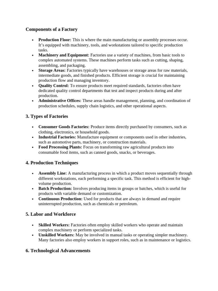 Key Components of a Factory | PDF | Logistics | Automation