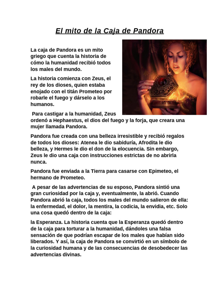 El Mito de La Caja de Pandora | PDF