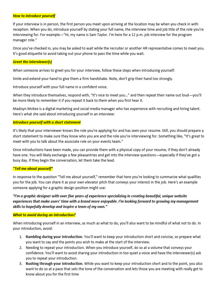 How To Introduce Yourself | PDF