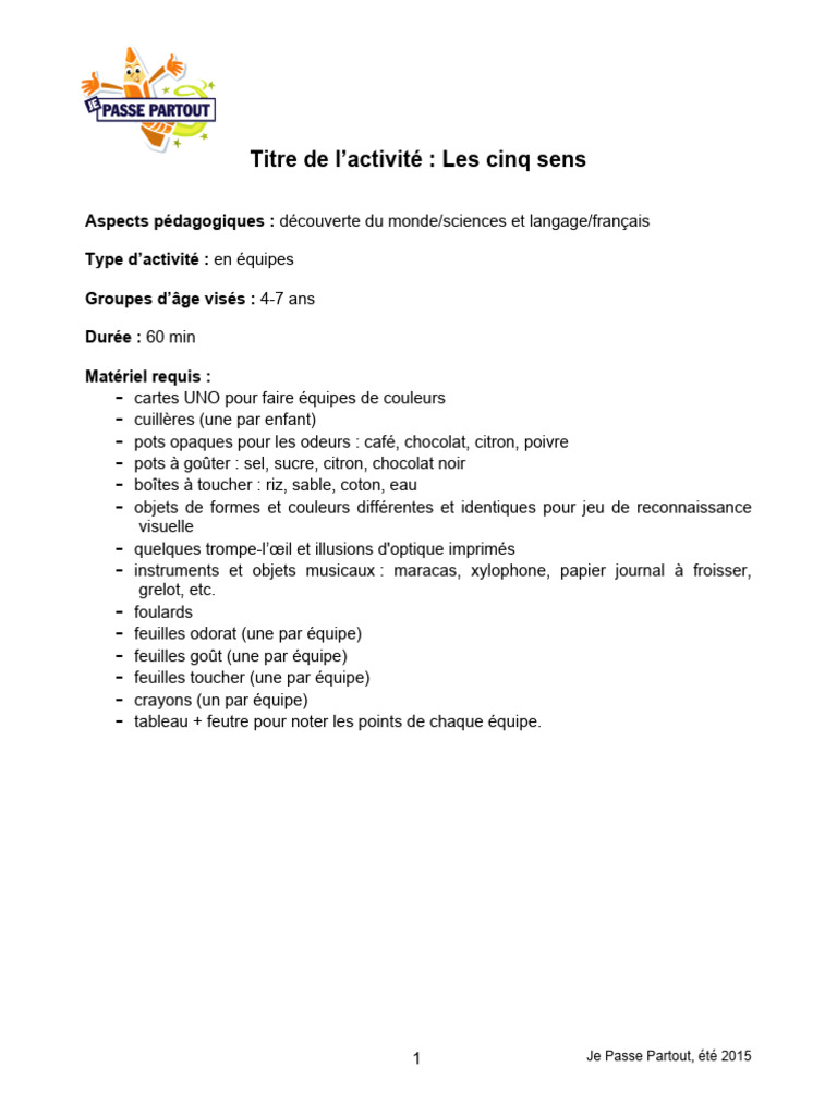 5 - Les Cinq Sens | PDF