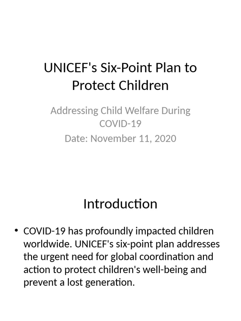 UNICEF Six Point Plan Presentation | PDF
