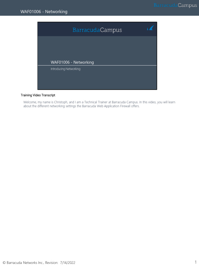 Waf01006 - Networking Student Guide | PDF