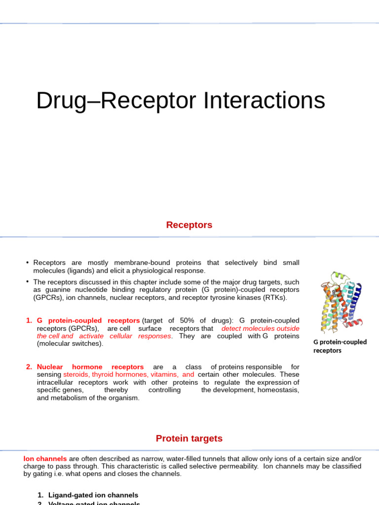 Drug design-Class 11-drug receptor interaction | PDF