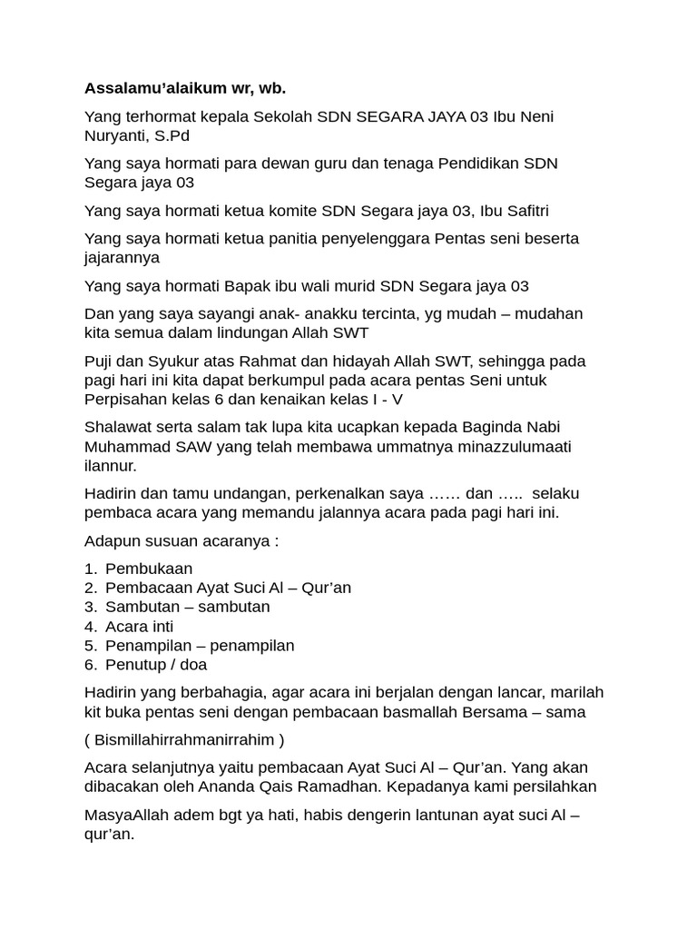 Assalamu'alaikum WR, WB | PDF