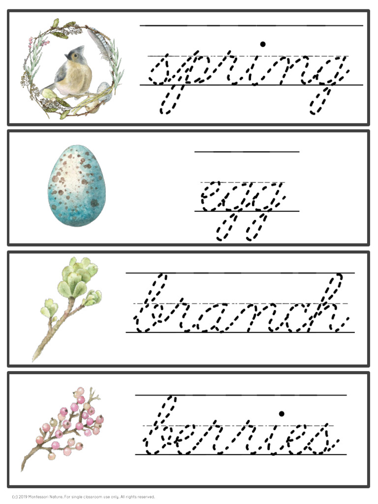 Free Spring Printable Montessori Nature Cursive | PDF