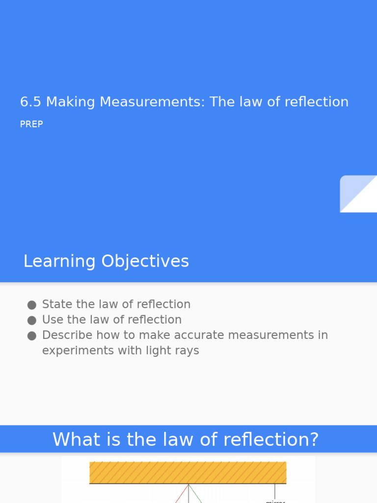 6.5 Making Measurements: The Law of Reflection Slideshow | PDF