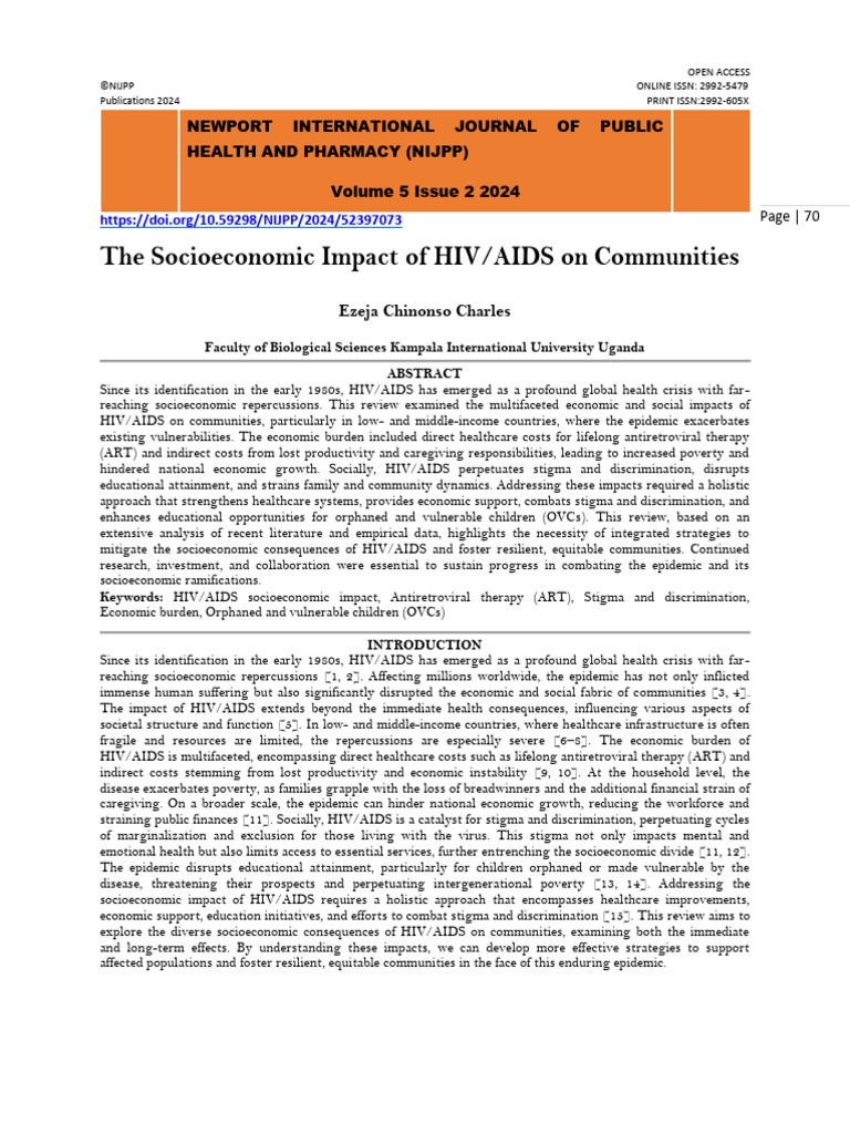 The Socioeconomic Impact of HIV/AIDS On Communities | PDF | Hiv/Aids ...