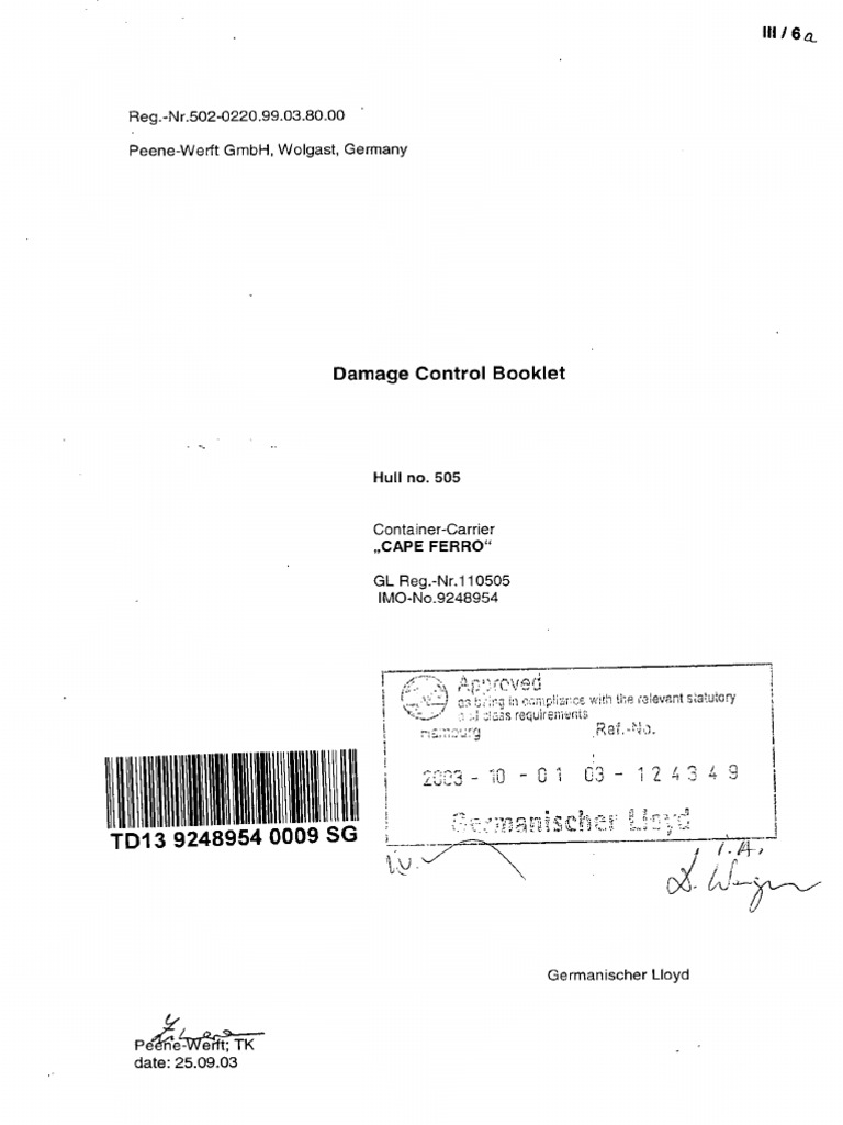 VESSEL MANUAL - Damage Control booklet-TD13 9248954 0009 SG | PDF