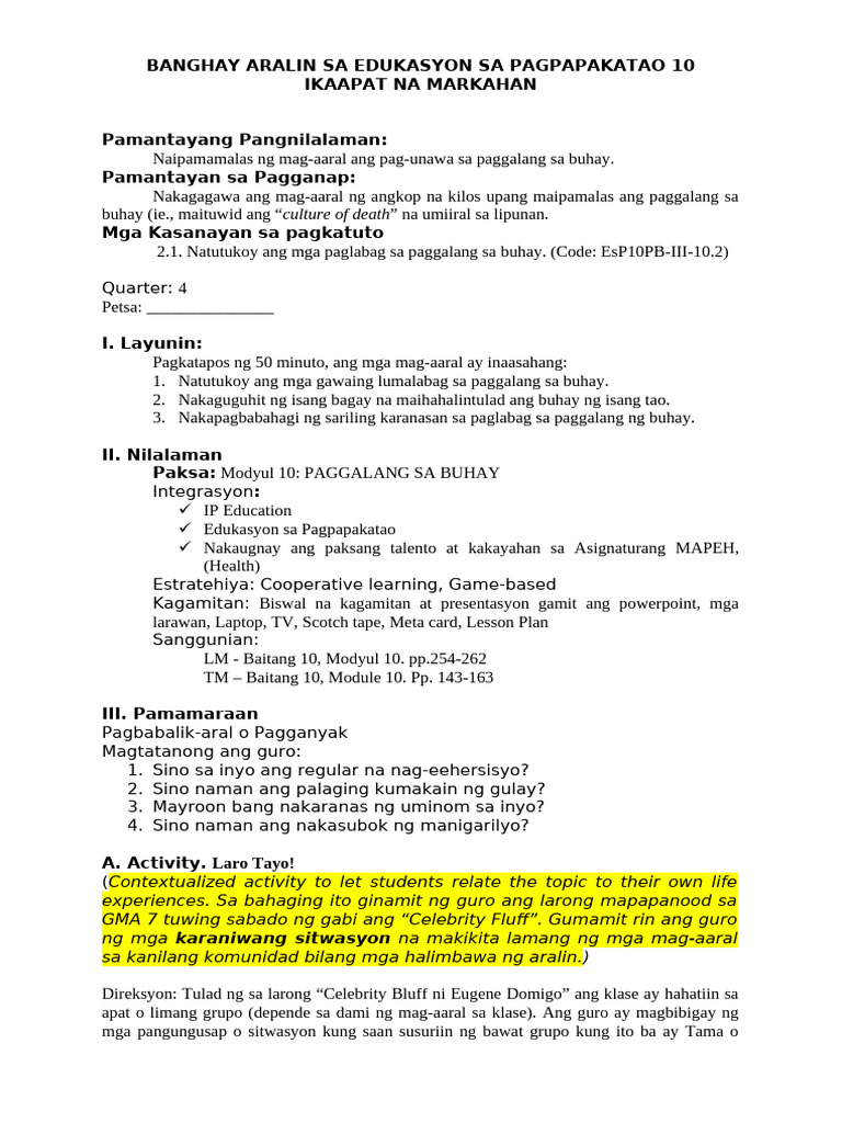 EsP 10 Contextualized DLP | PDF