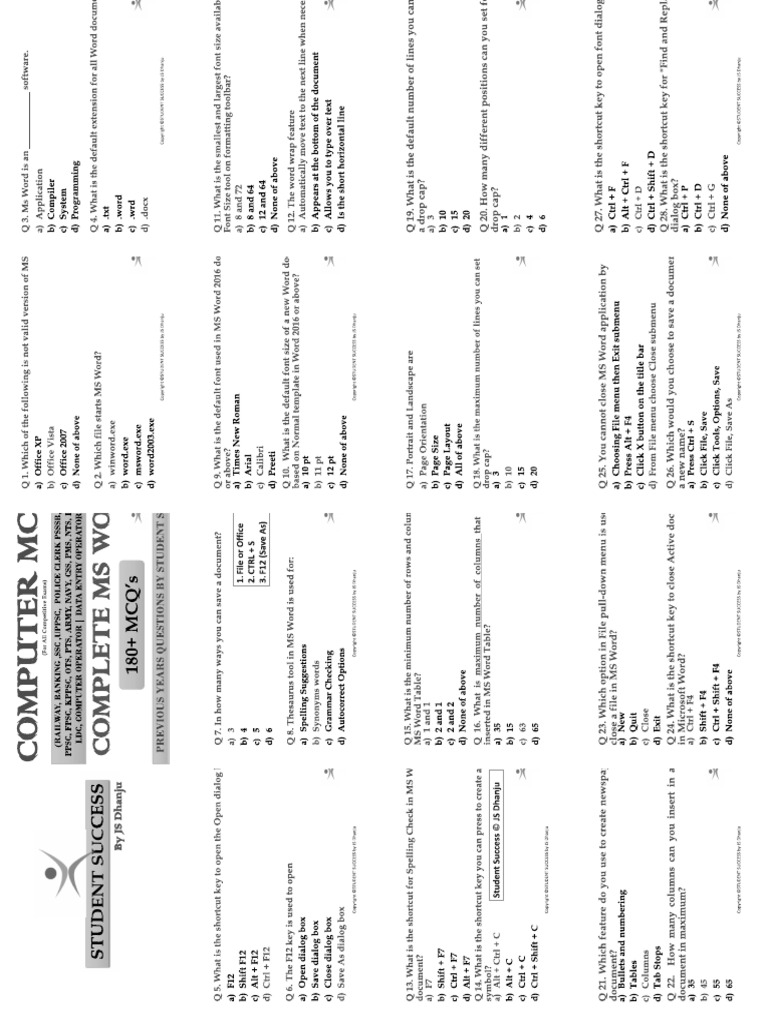 Ms Office MCQ | PDF
