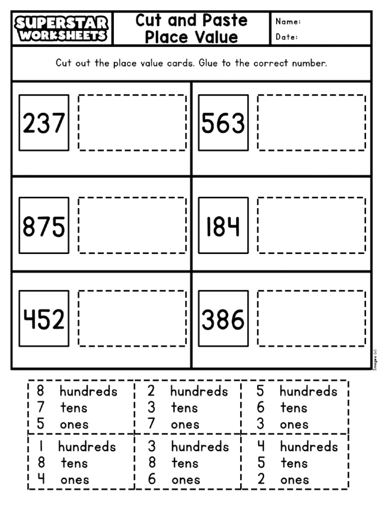 Cut and Paste Place Value Hundreds | PDF