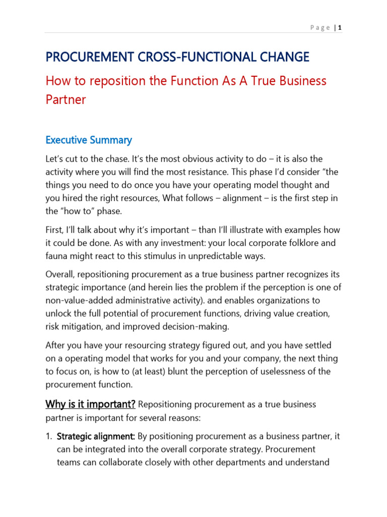 Repositioning The Procurement Function 1689057068 | PDF
