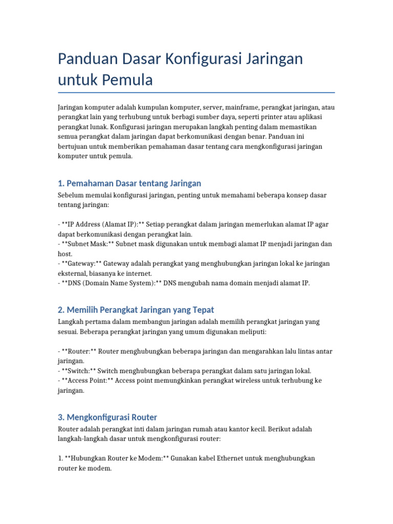 Panduan_Dasar_Konfigurasi_Jaringan_untuk_Pemula | PDF