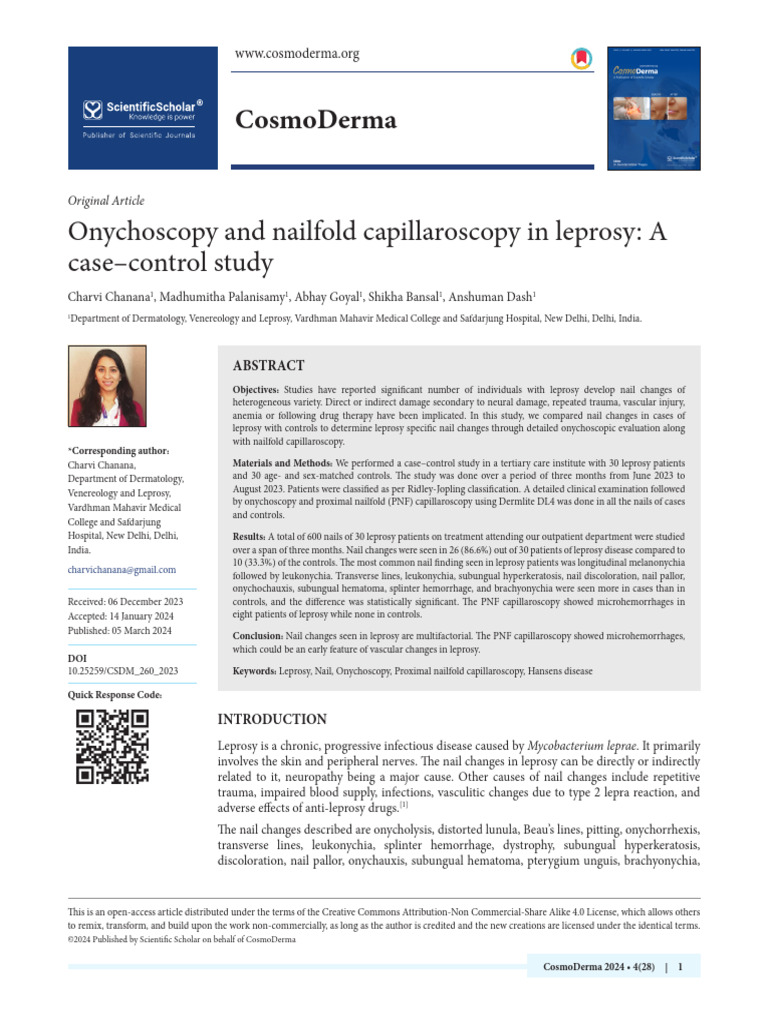 Dermoscopy Nail in Leprosy | PDF | Nail (Anatomy) | Wellness