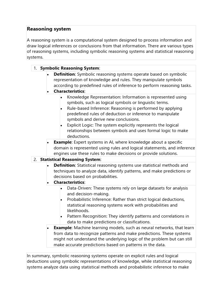Reasoning system | PDF
