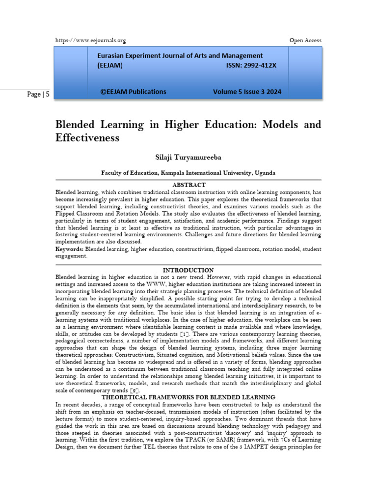Blended Learning in Higher Education: Models and Effectiveness | PDF | Constructivism ...