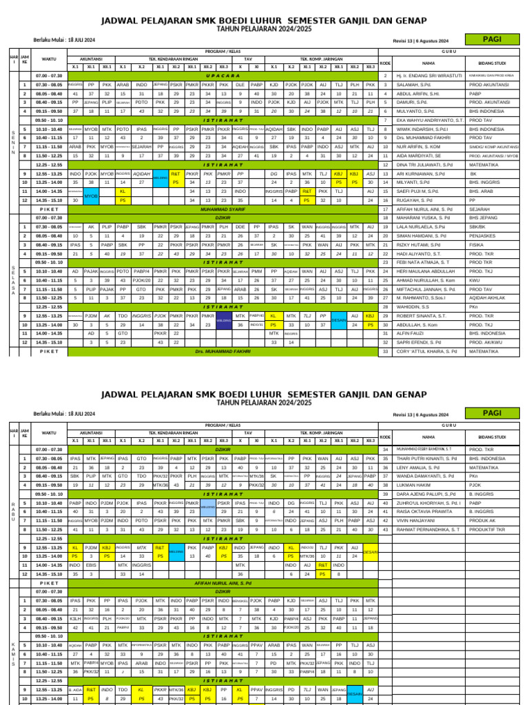 2425 Jadwal Revisi 13 | PDF