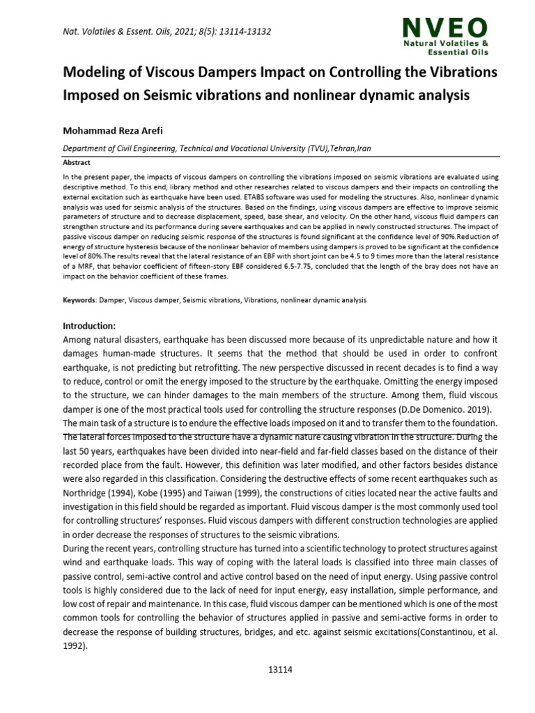 Modeling of Viscous Dampers Impact On Controlling The Vibrations ...