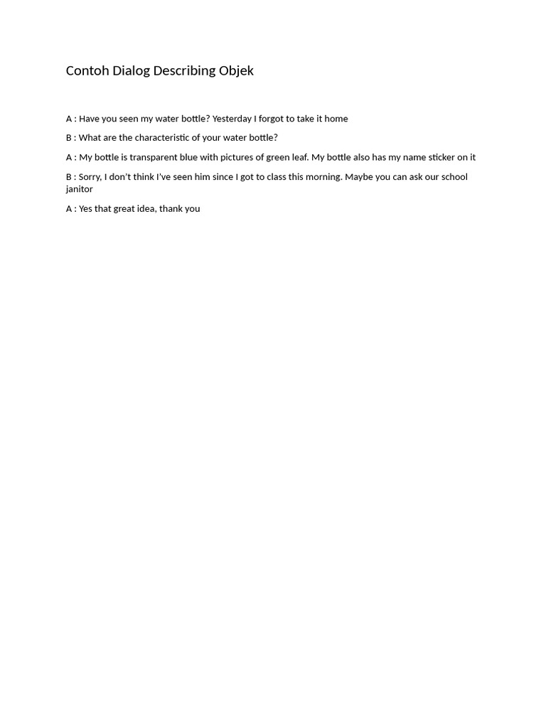 Contoh Dialog Describing Objek | PDF