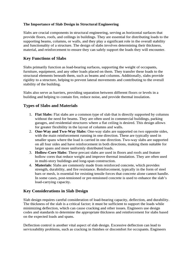 The Role of Slab Design in Structural Engineering | PDF | Concrete ...