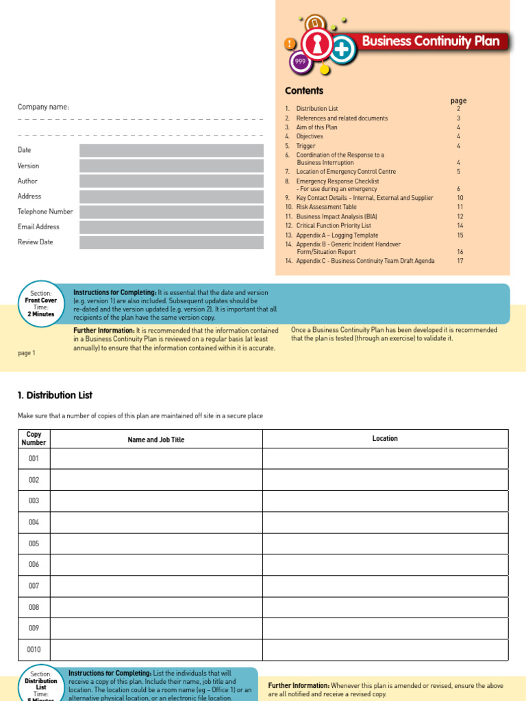 2018 Business Continuity Plan | PDF