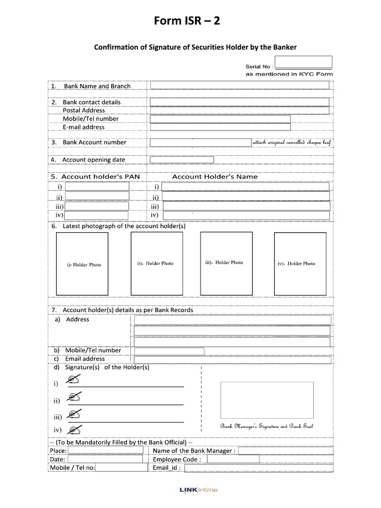 Form ISR-2 (Fillable, Link Intime) | PDF