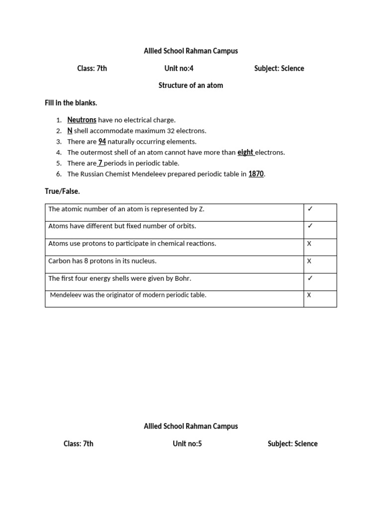 Science Class 7th Mid Term | PDF