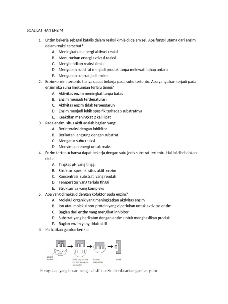 Soal Enzim 1 | PDF