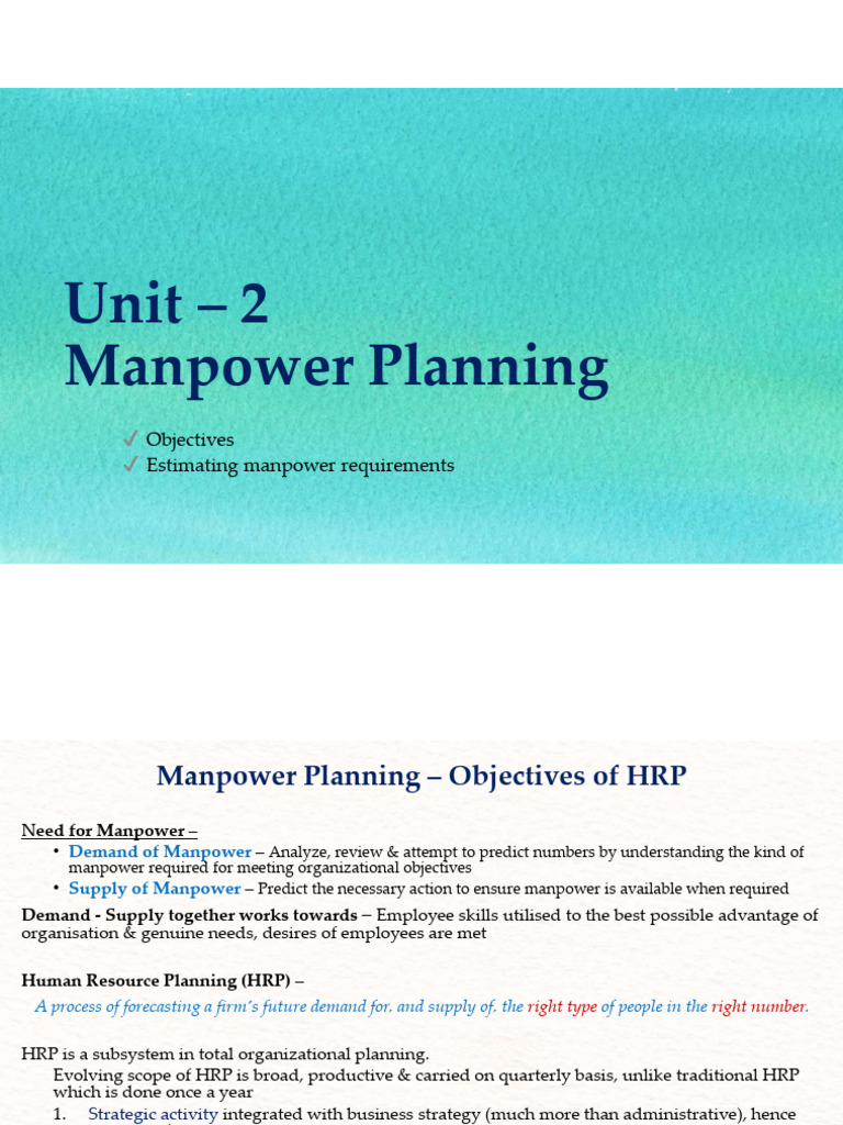 Unit 2 Manpower Estimation Part A | PDF | Human Resources | Forecasting