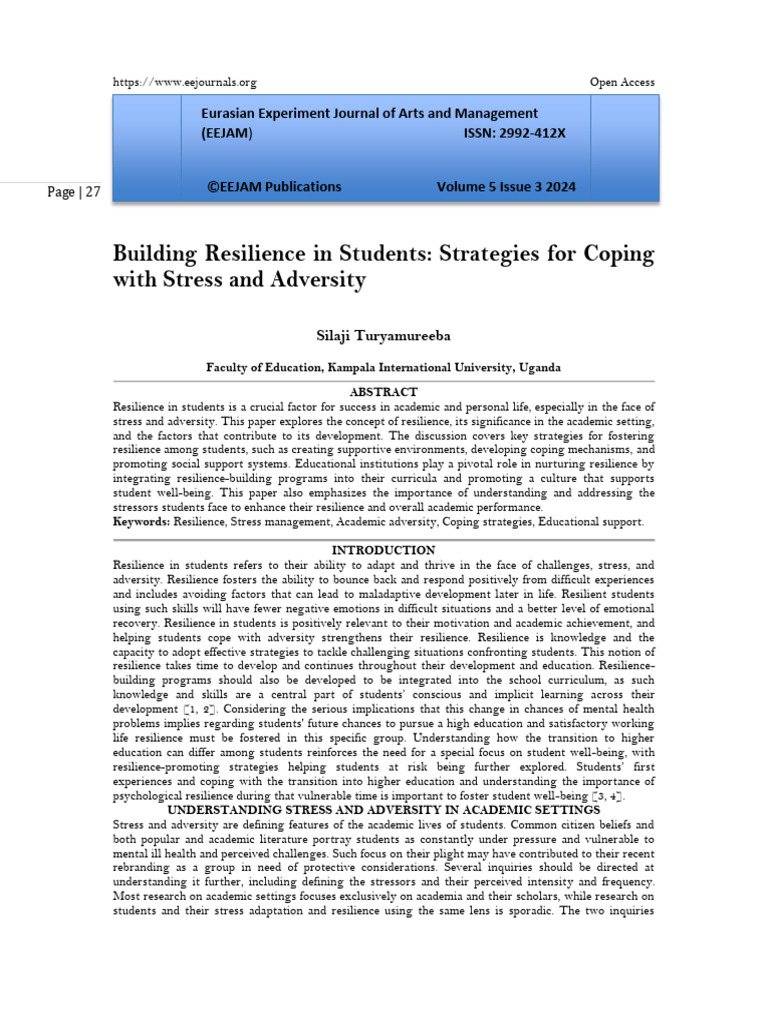 Student Resilience Strategies | PDF | Psychological Resilience | Stress ...
