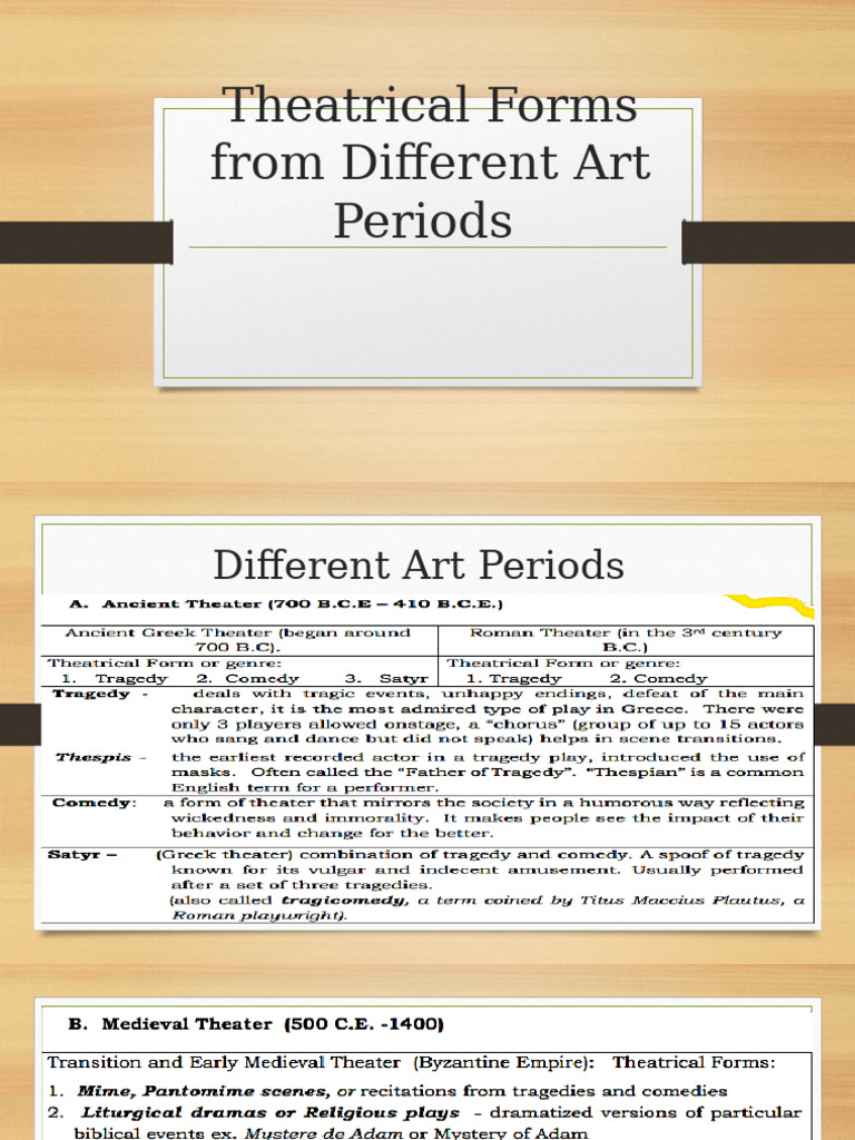 Theatrical Forms From Different Art Periods - PPTX 4 QUARTER | PDF