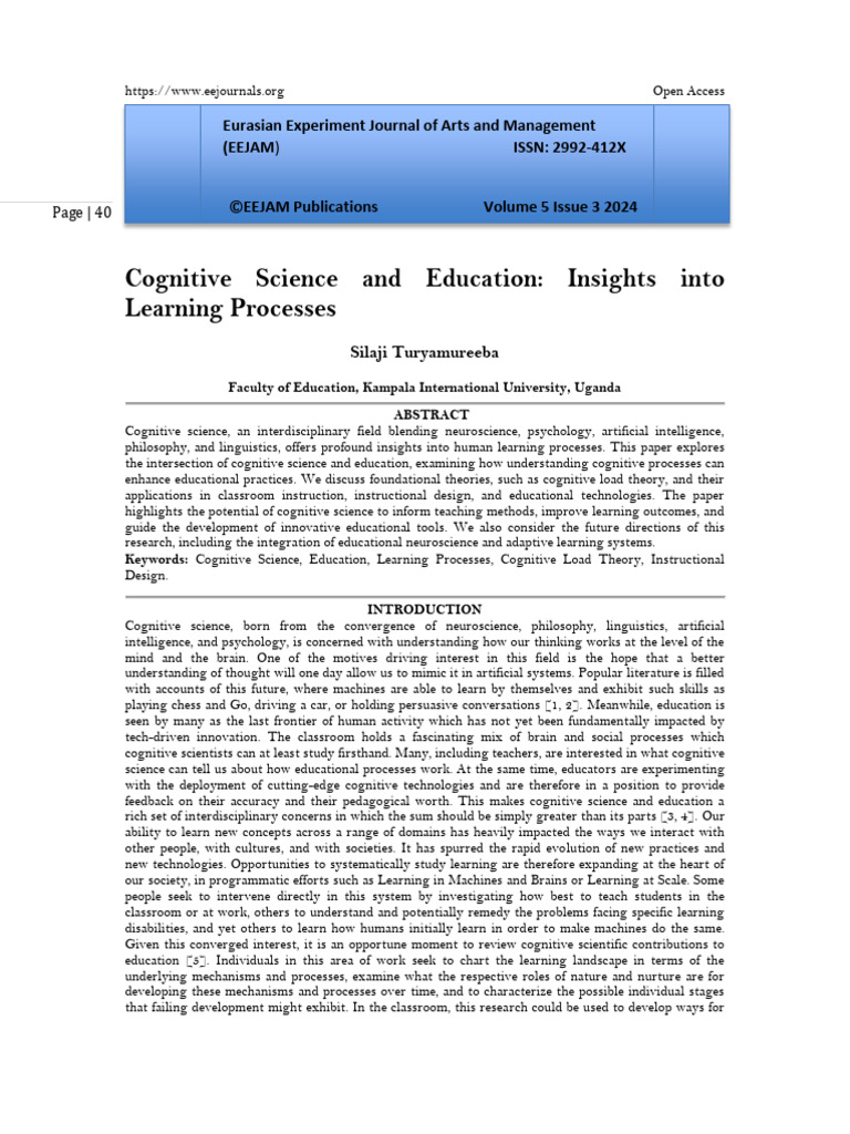 Cognitive Science and Education: Insights Into Learning Processes | PDF ...