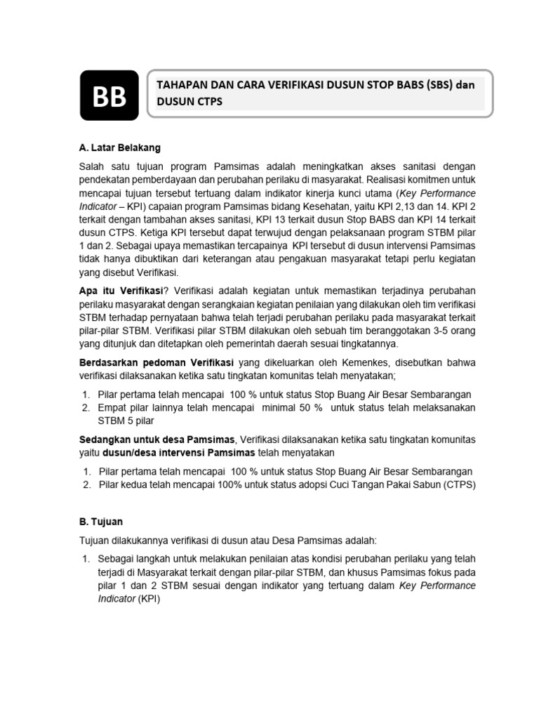 Bahan Bacaan - CB Day Tahapan Verifikasi SBS Dan CTPS - Final | PDF