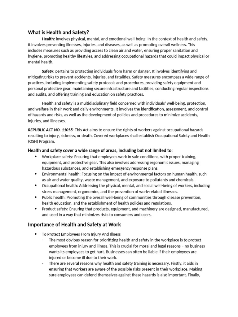 Health and Safety | PDF