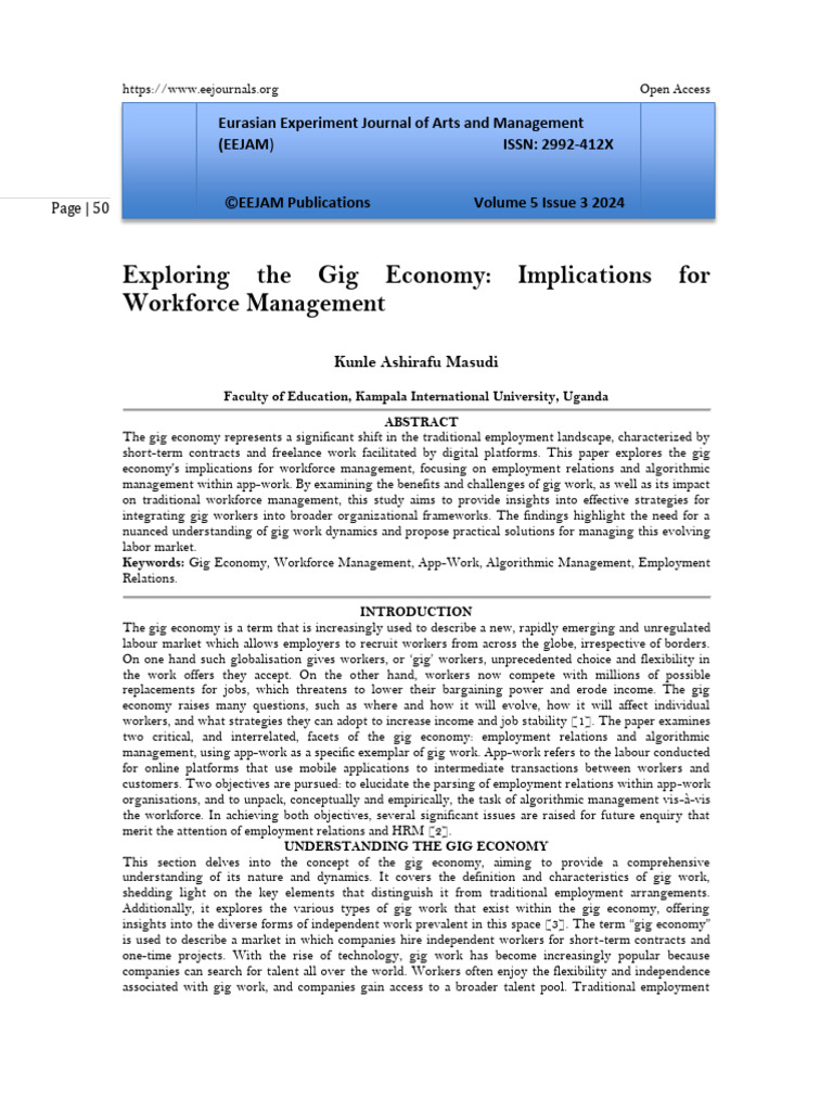 Exploring The Gig Economy: Implications For Workforce Management | PDF ...