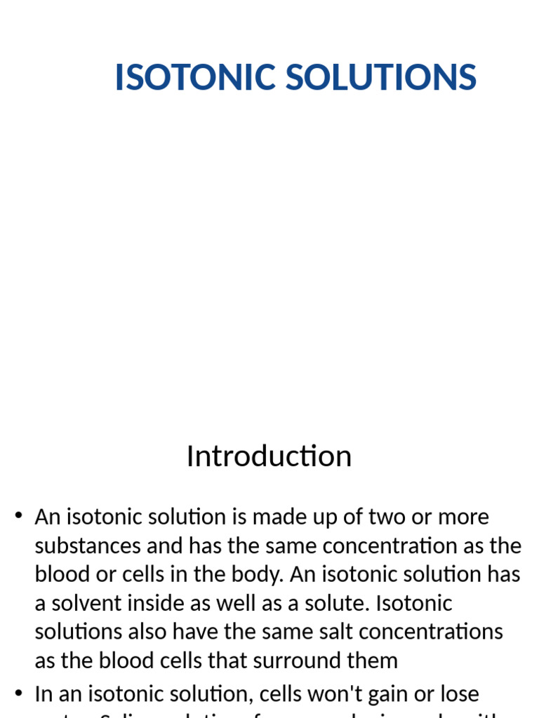 Isotonic Solutions | PDF