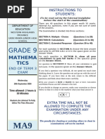 Mathematics Grade 9 | PDF | Matrix (Mathematics) | Curriculum