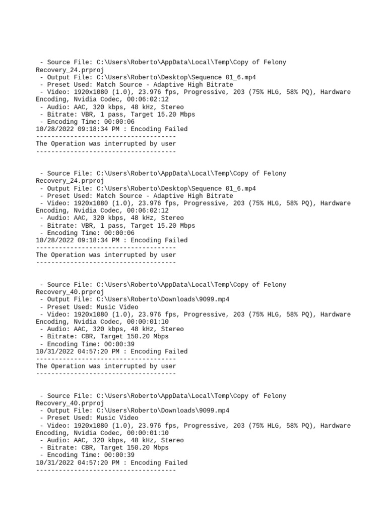 AMEEncoding Error Log | PDF