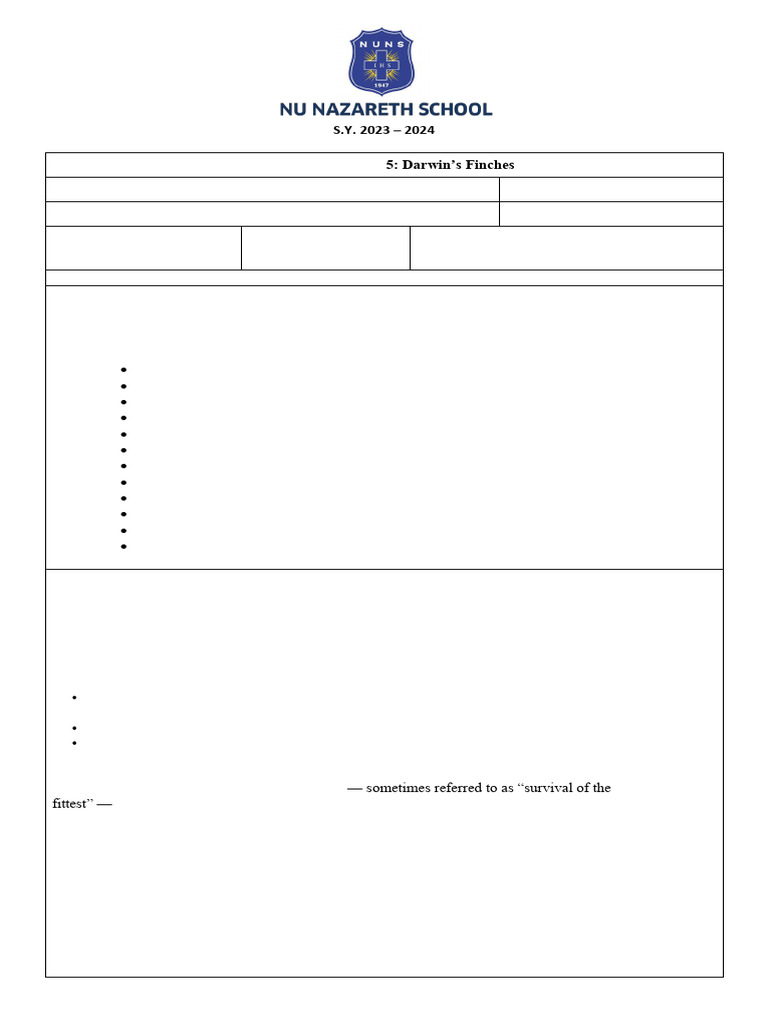 Laboratory 5 Darwins Finches | PDF