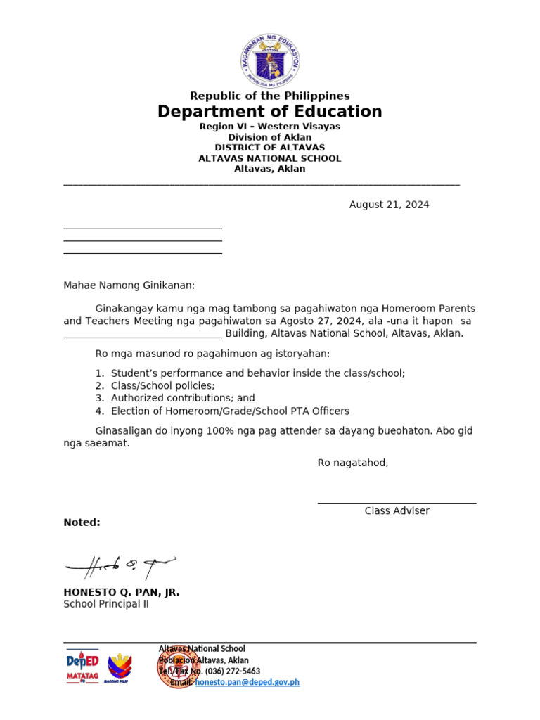 Letter - Parents Election SPTA | PDF