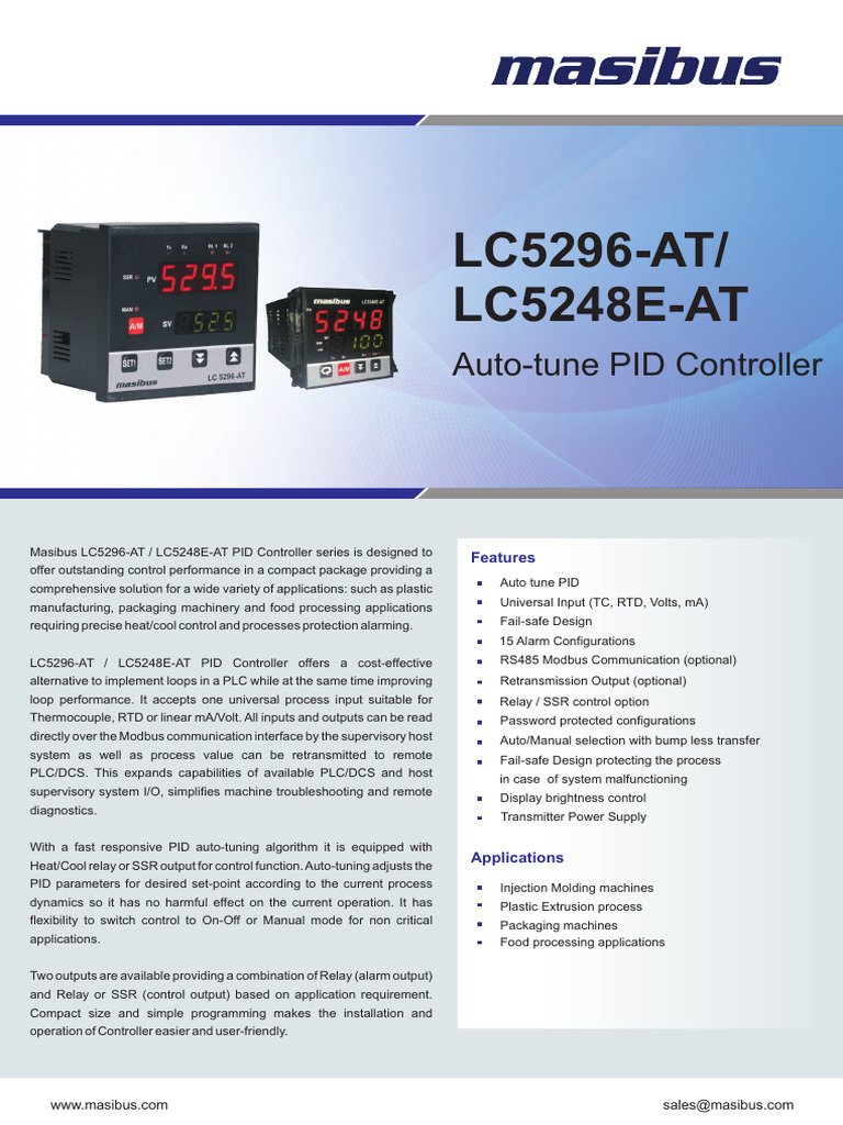 Masibus LC5296 AT - LC5248E AT - R2F - 1215 - Autotune PID Controller ...