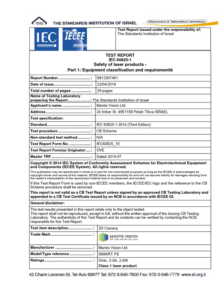 IEC 60825 1 Saftey of Laser Products Report | PDF