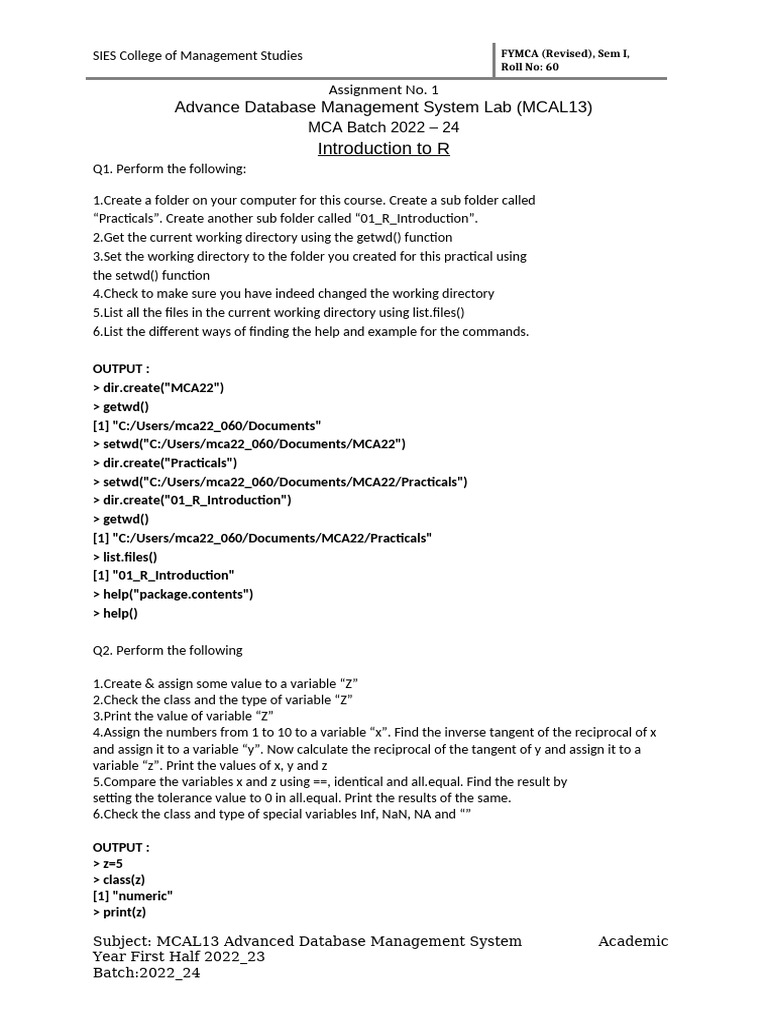 Assignment No 1 ADBMS | PDF