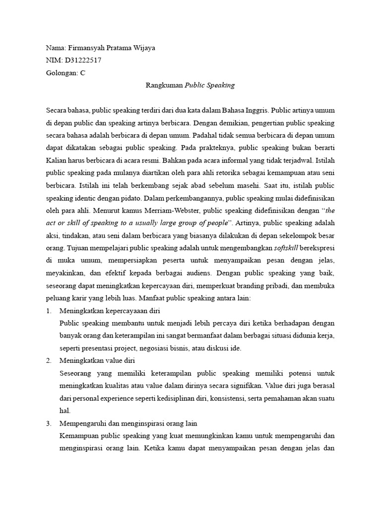 Resume Public Speaking | PDF